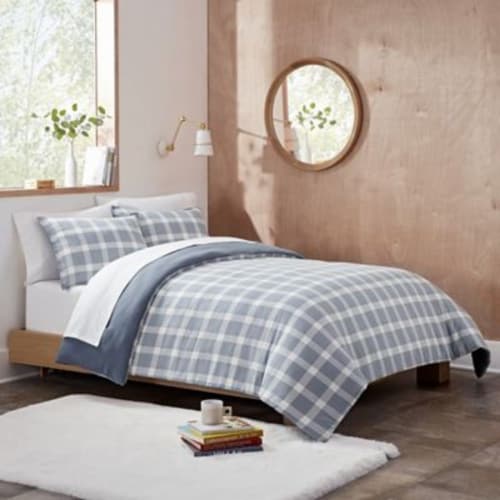 UGG Devon 2 Piece Reversible Twin Twin XL Comforter Set in Tahoe Blue Plaid Twin Xl Mariano s