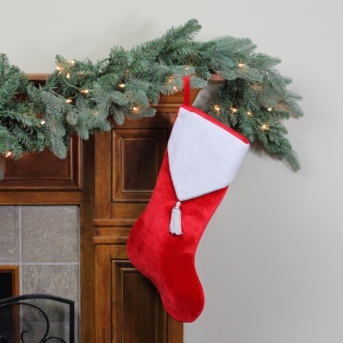 Northlight 21 5 Traditional Red And White Velveteen Christmas Stocking