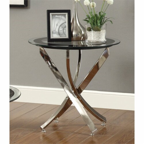 Coaster Modern Glass Top End Table With Curved Base In Chrome 1 Fred Meyer