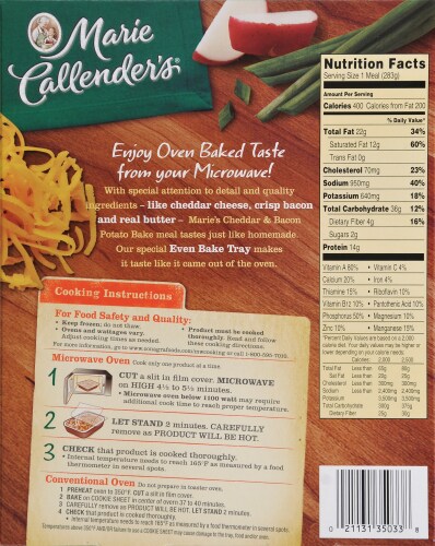 Marie Callender's Comfort Bakes - Cheddar & Bacon Potato Bake, 10 Oz ... Marie Callender's Comfort Bakes - Cheddar & Bacon Potato Bake, 10 Oz ...