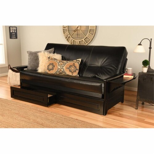 Leather futon with storage store