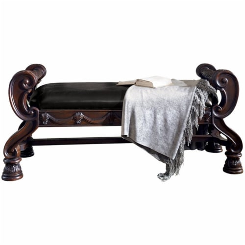 Ashley Furniture North Shore Faux Leather Bedroom Bench in Dark Brown 1 QFC