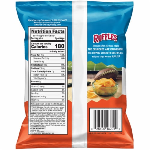 Ruffles® Cheddar & Sour Cream Potato Chips, 1.125 oz - Kroger Ruffles® Cheddar & Sour Cream Potato Chips, 1.125 oz - Kroger