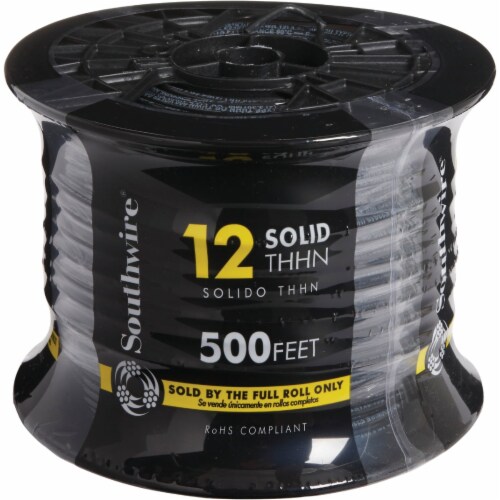 Southwire 500 Ft. 12 AWG Solid Black THHN Electrical Wire 11587358, 1 ... Southwire 500 Ft. 12 AWG Solid Black THHN Electrical Wire 11587358, 1 ...