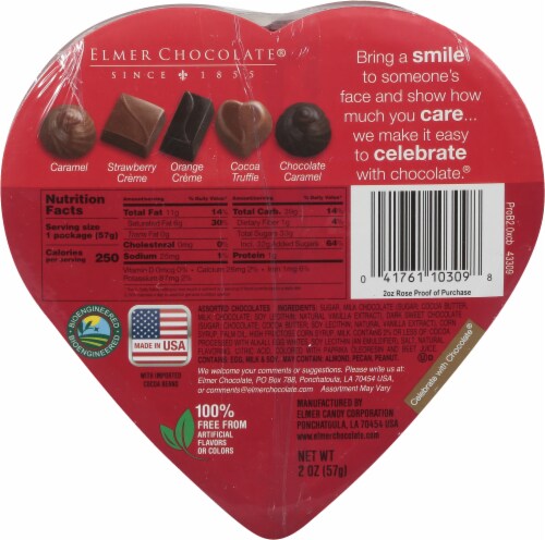 Elmer Assorted Chocolates In Rose Heart Shaped Valentine Candy T Box 2 Oz Harris Teeter