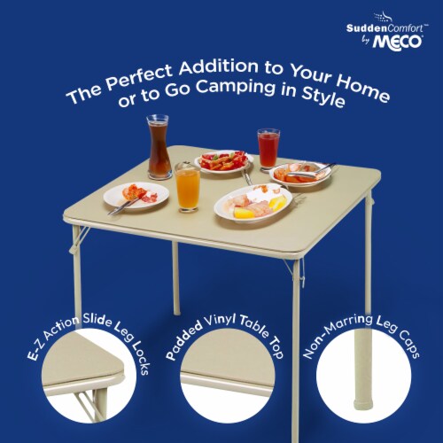 MECO Sudden Comfort 34 x 34 Inch Square Metal Folding Dining Card Table Buff 1 Piece Harris Teeter