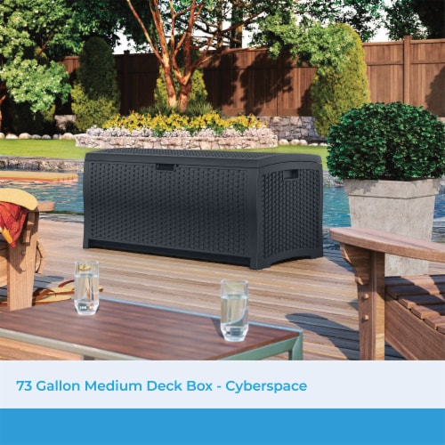 Suncast 73 Gallon Resin Wicker Outdoor Patio Storage Deck Box ... Suncast 73 Gallon Resin Wicker Outdoor Patio Storage Deck Box ...