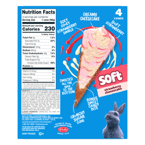 Blue Bunny Strawberry Cheesecake Twist Cones Frozen Dessert 18 Fluid