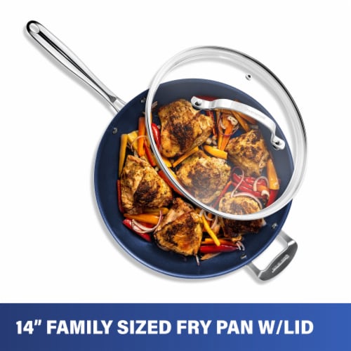 Granitestone Diamond™ Blue Non-Stick Aluminum Fry Pan with Lid, 14 in ... Granitestone Diamond™ Blue Non-Stick Aluminum Fry Pan with Lid, 14 in ...