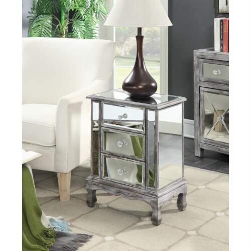Gold Coast Vineyard 3 Drawer Mirrored End Table Weathered Gray 19x12x24.75 Mariano s