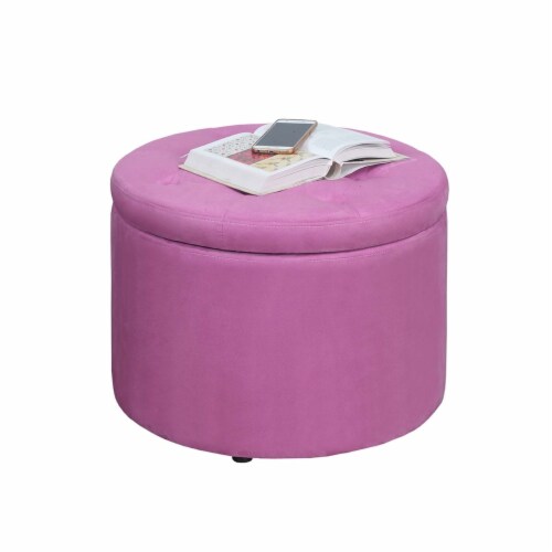 Convenience Concepts 161546FPK Designs4Comfort Round Shoe Ottoman Pink Faux Suede 22 x 22 1 Fred Meyer