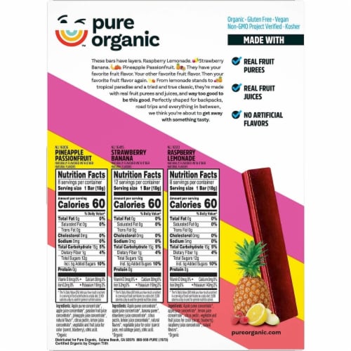 Pure Organic Layered Fruit Bars Variety Pack 0 63 Ounce Pack Of 28