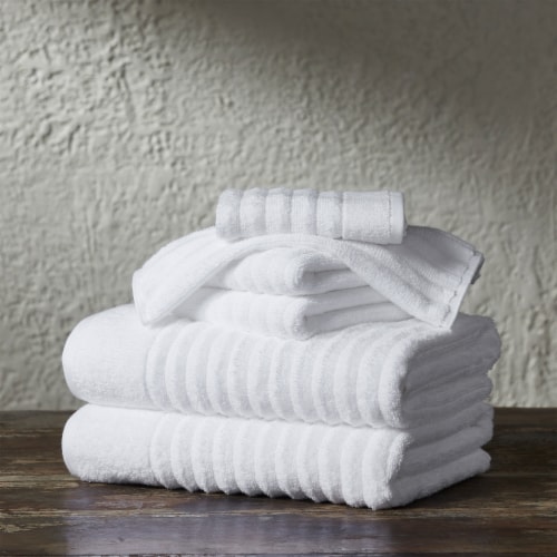 Linery And Co Zero Twist Cotton Textured Bath Towel Set White 6 Piece