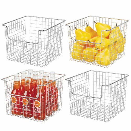 Mdesign Metal Kitchen Food Storage Basket Open Front 4 Pack 4