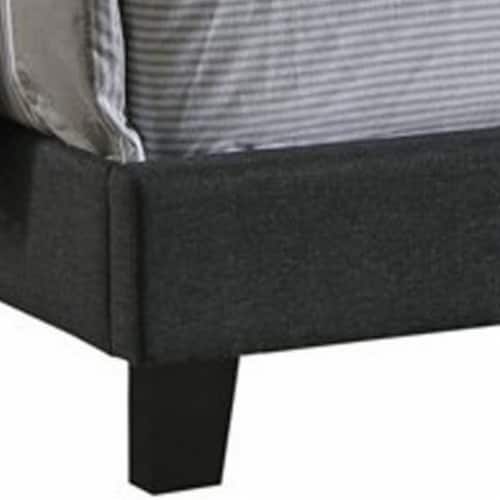 Fabric Upholstered Wooden Full Size Bed With Nailhead Trims Gray