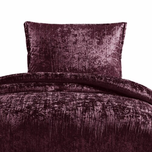Jay 2 Piece Twin Comforter Set Purple Polyester Velvet Deluxe Texture