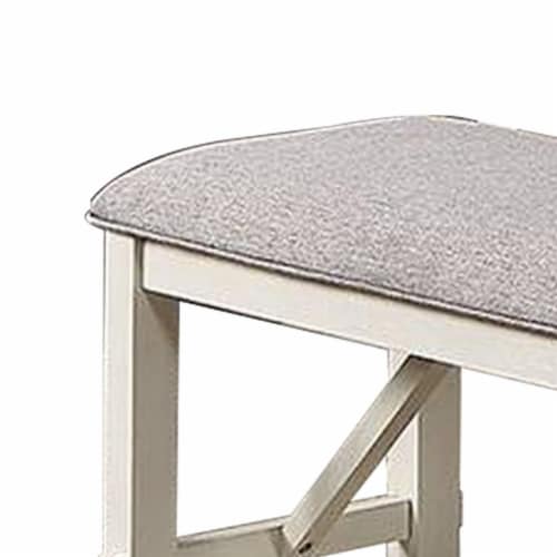 Lexi 50 Inch Dining Bench Fabric Padded Seat Rubberwood Gray And