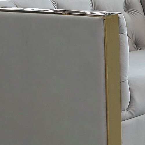 34 Inch Button Tufted Accent Chair, U Metal Frame, Smooth Gray And Gold ... 34 Inch Button Tufted Accent Chair, U Metal Frame, Smooth Gray And Gold ...
