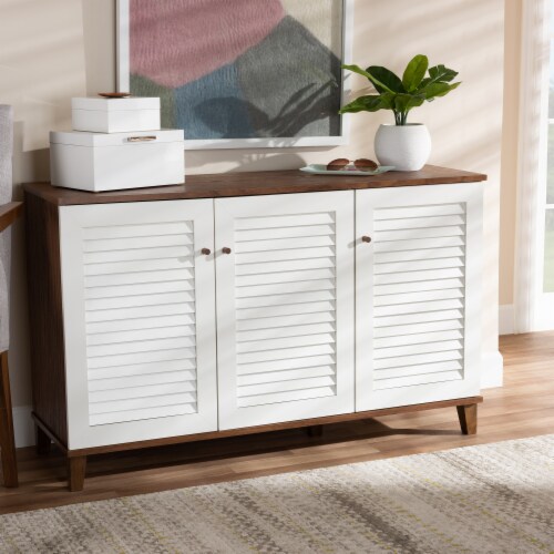 Baxton Studio Coolidge Modern Walnut Finished 8 Shelf Wood Shoe Storage Cabinet One Size Gerbes Super Markets