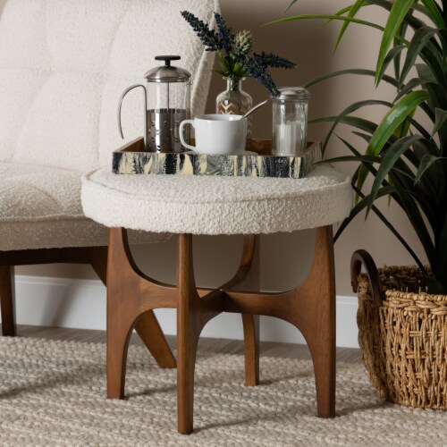 Brown fabric footstool store