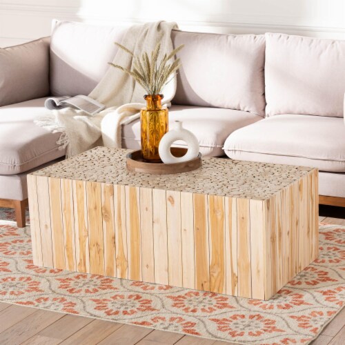 Bali Pari Grayson Bohemian Natural Teak Wood Coffee Table with Unique Repurposed Wood Logs One Size Fry s Food Stores