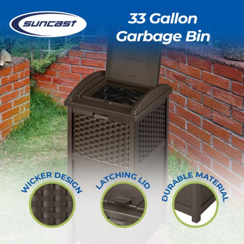 Suncast Trash Hideaway Outdoor Garbage Outdoor Patio Storage Deck Box Brown 2 Piece Fry s Food Stores