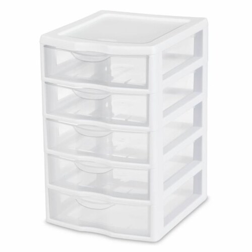Sterilite Clearview Small Plastic 5 Drawer Desktop Storage Bin System