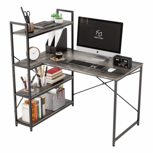 Nost Host L Shaped Contemporary Home Office Computer Desk with Shelves Gray 1 Piece Harris Teeter