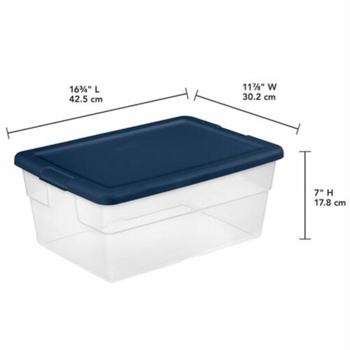 Sterilite Stackable 16 Qt Storage Box Container Clear With Blue Lid