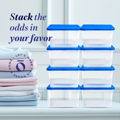 Homz Snaplock 6 Qt Stackable Plastic Storage Container W Lid Blue 20