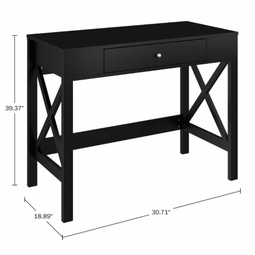 Black writing desk with storage store