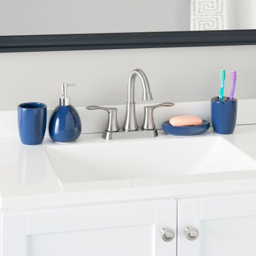 Home Basics 4 Piece Bath Accessory Set, Navy, 1 Unit - Kroger Home Basics 4 Piece Bath Accessory Set, Navy, 1 Unit - Kroger