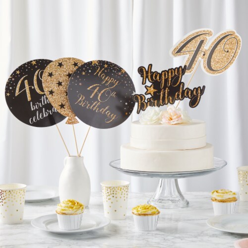 30 Pieces 40th Birthday Table Decorations Stick Table Toppers 4