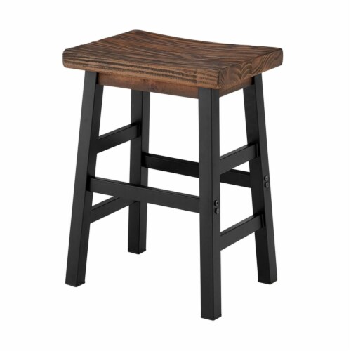 Home Square 3 Piece Wood Counter Stool Set with Black Metal Legs in Brown 1 Kroger