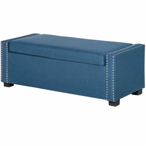 40 Nailhead Trim Upholstered Flip Top Storage Bench Fabric Ottoman
