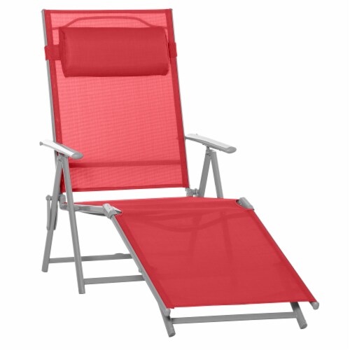 Outdoor Folding Lounge Chair, Reclining Beach, Lawn & Pool Chaise, Red ... Outdoor Folding Lounge Chair, Reclining Beach, Lawn & Pool Chaise, Red ...