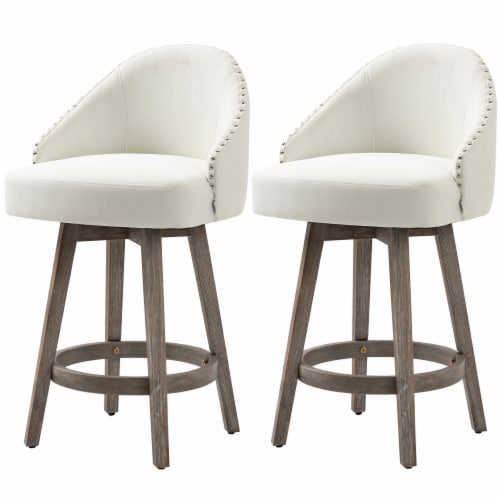 Fabric Bar stools Set of 2 Stools for Kitchen Counter with Nailhead Trim White 1 Unit Fred Meyer