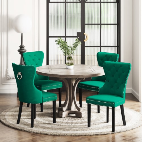 Dark green upholstered dining chairs store