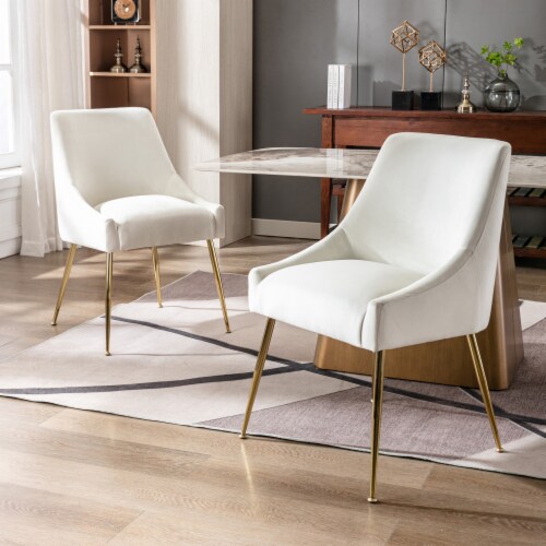WestinTrends Upholstered Velvet Accent Chair Set of 2 Ivory 1 Set Harris Teeter