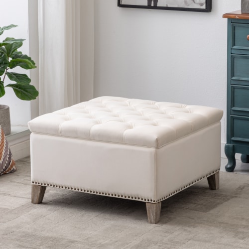 Tufted cream ottoman store