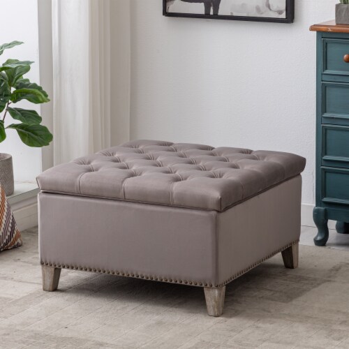 Square velvet storage ottoman store