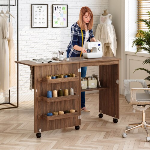 Slickblue Folding Sewing Craft Table with Shelf Storage Cabinet for Home Furniture 1 Unit Fry s Food Stores
