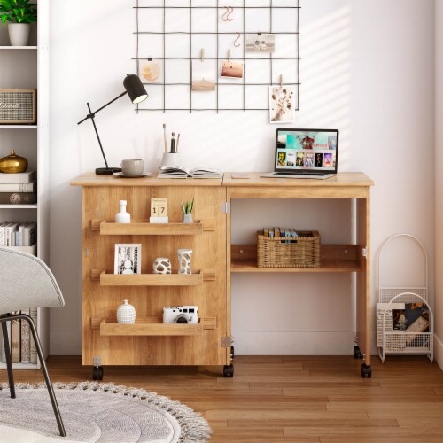 Craft storage with fold out table store