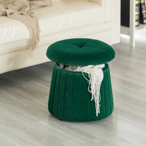 Modern Tufted Velvet Mushroom Shape Storage Ottoman Storage Stool Trunk Green Green Baker s