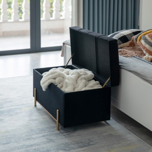 Black velvet storage box store