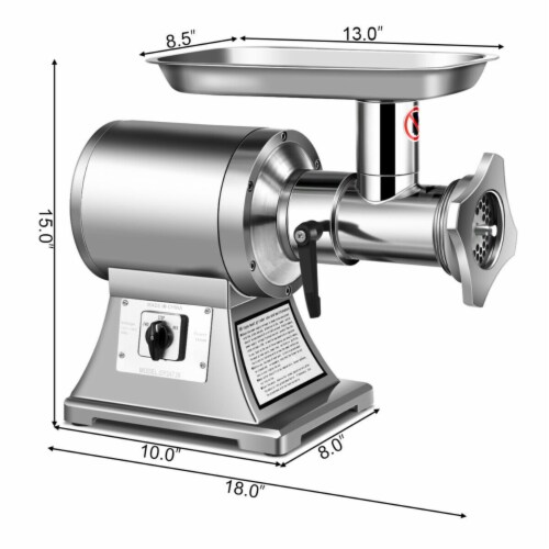 Commercial Grade Meat Grinder Stainless Steel Heavy Duty 1.5HP 1100W 550LB h 1 unit Smith s Food and Drug