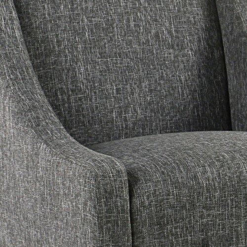 Fabric Upholstered Wooden Accent Chair With Swooping Arms And Nail Head
