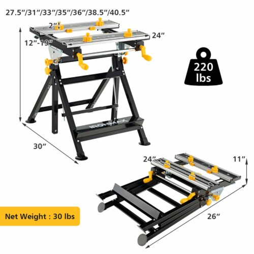Folding Work Table Portable Workbench w/ Adjustable Height & Tiltable ... Folding Work Table Portable Workbench w/ Adjustable Height & Tiltable ...
