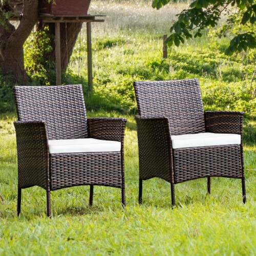 Slickblue 2 Pieces Outdoor PE Rattan Armchairs with Removable Cushions Brown 2 Unit Smith s Food and Drug