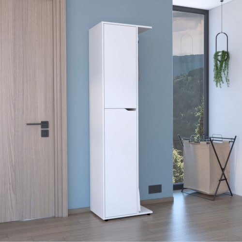 DEPOT E SHOP Broom Storage Closet 71.3 H 1 Door 4 Shelves Broom Mop Holder White 2 boxes City Market